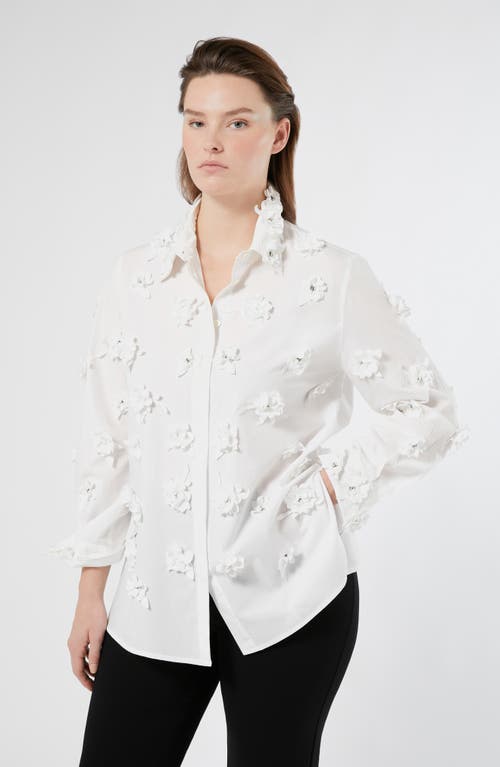 MARINA RINALDI Fidato Crystal Flower Button-Up Shirt